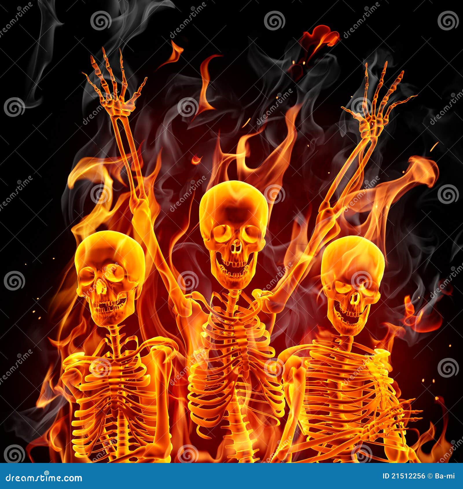 Fire skeletons stock illustration. Image of evil, burn - 21512256