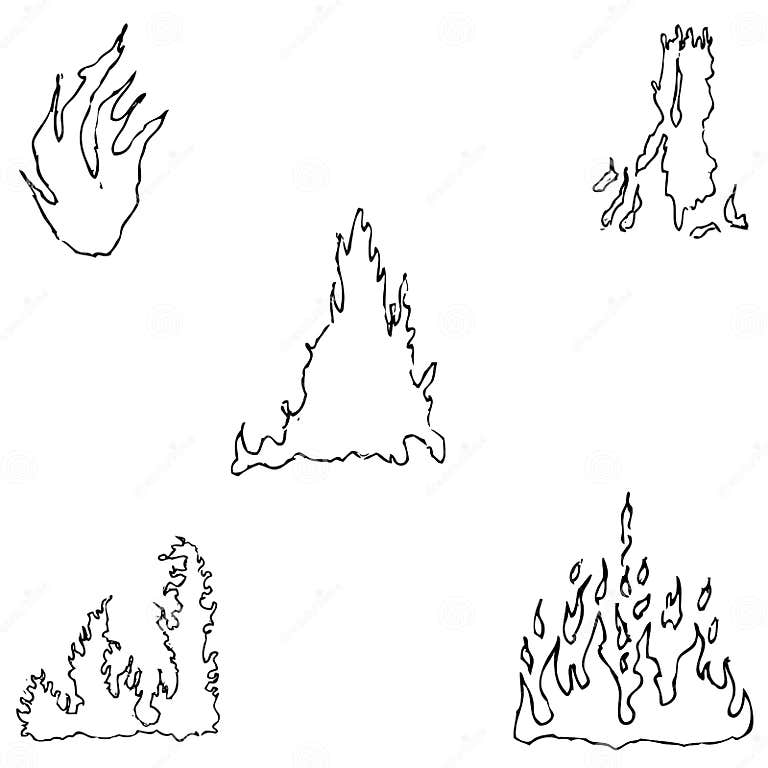 Fire. Sketch by Hand. Pencil Drawing by Hand. Vector Image Stock Vector ...