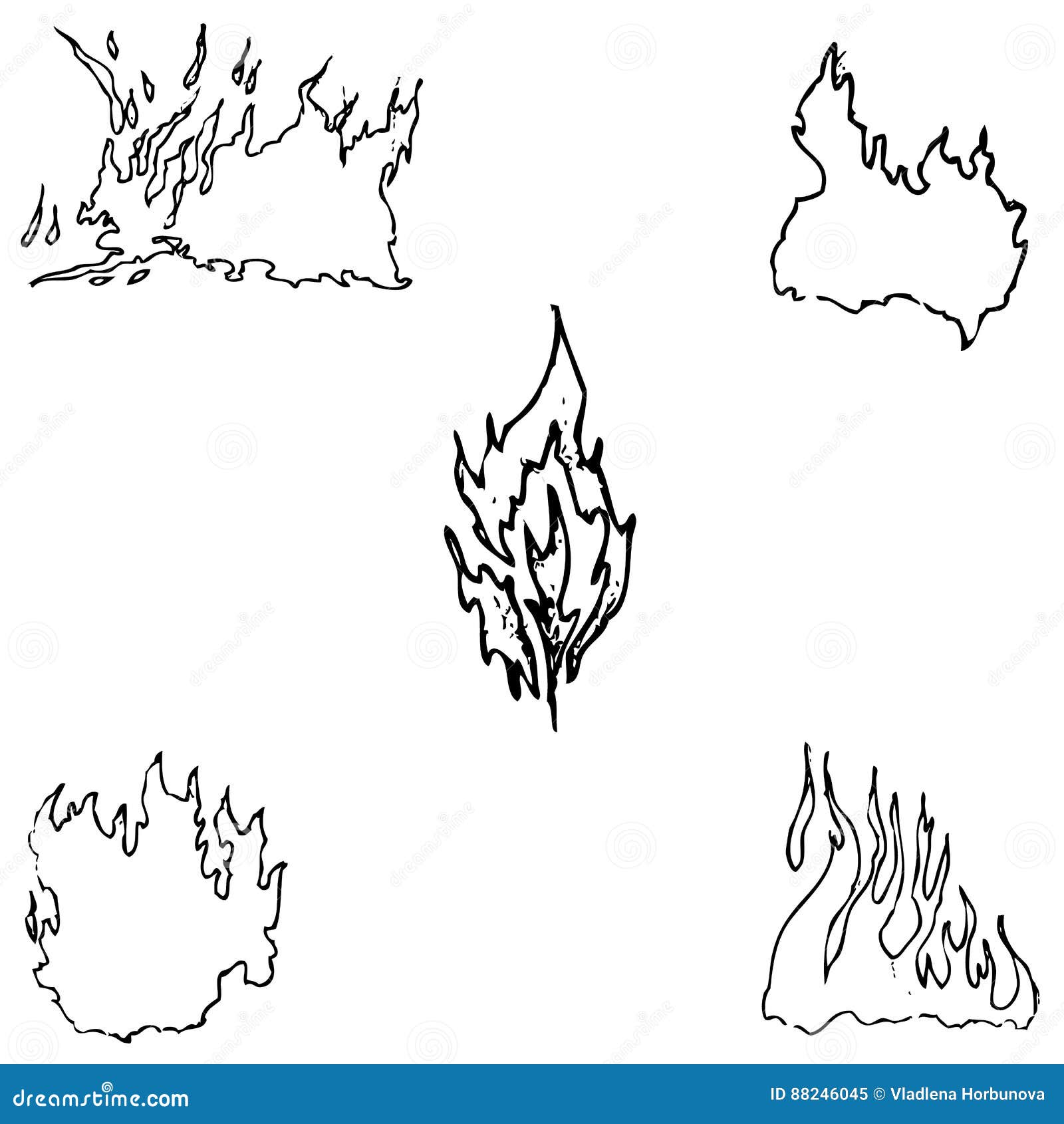 Fire. Sketch by Hand. Pencil Drawing by Hand. Vector Image Stock Vector ...