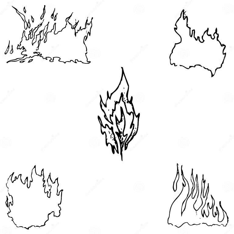 Fire. Sketch by Hand. Pencil Drawing by Hand. Vector Image Stock Vector ...