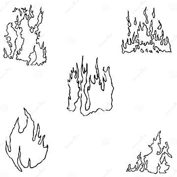 Fire. Sketch by Hand. Pencil Drawing by Hand. Vector Image Stock Vector ...