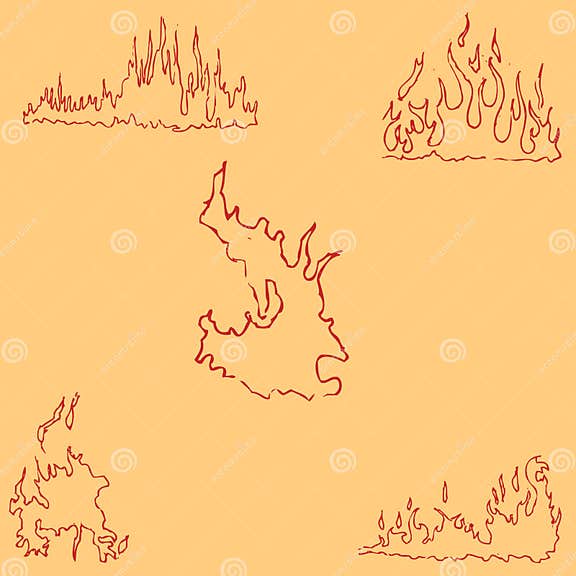 Fire. Sketch by Hand. Pencil Drawing by Hand. Vector Image. the Image ...
