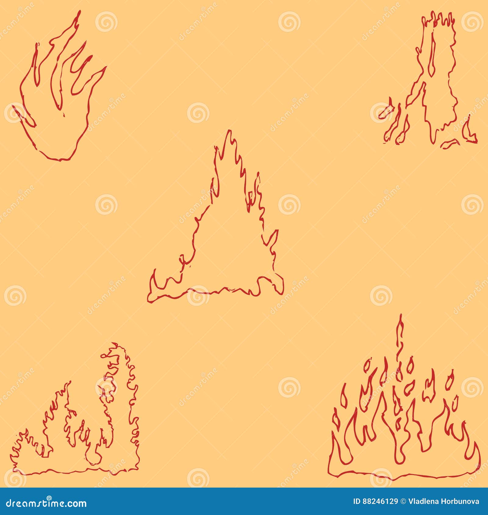 Fire. Sketch by Hand. Pencil Drawing by Hand. Vector Image. the Image ...