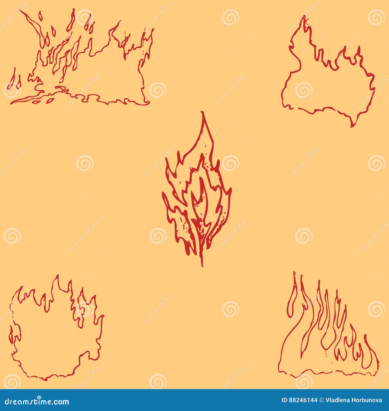 Fire. Sketch by Hand. Pencil Drawing by Hand. Vector Image. the Image ...