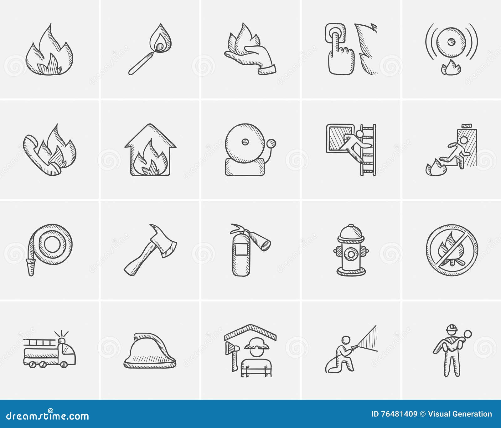 Fire Sketch Icon Set. Cartoon Vector | CartoonDealer.com #76481409