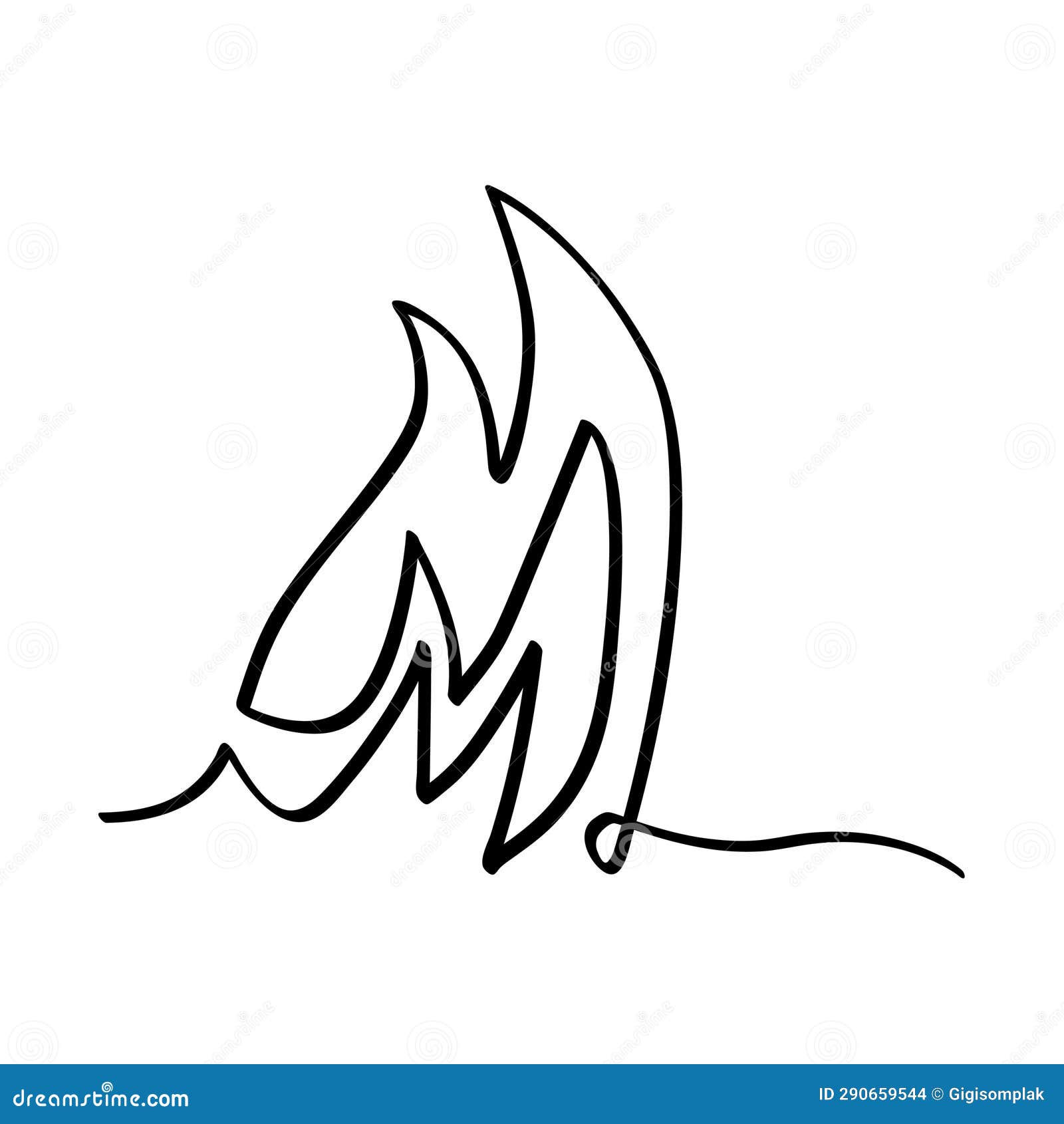 Simple Vector Fire, Line Art Continuous, Doodle Hand Draw Stock Vector ...