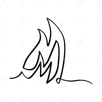 Simple Vector Fire, Line Art Continuous, Doodle Hand Draw Stock Vector ...