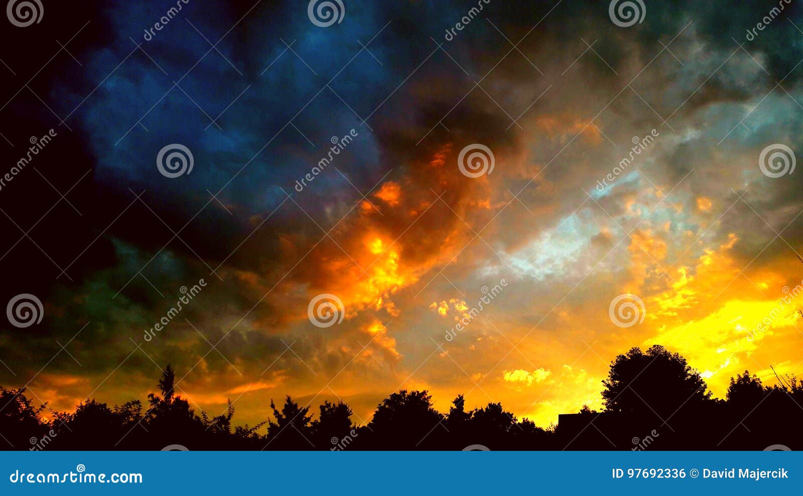 Fire in sky stock photo. Image of clouds, clorful, nature - 97692336