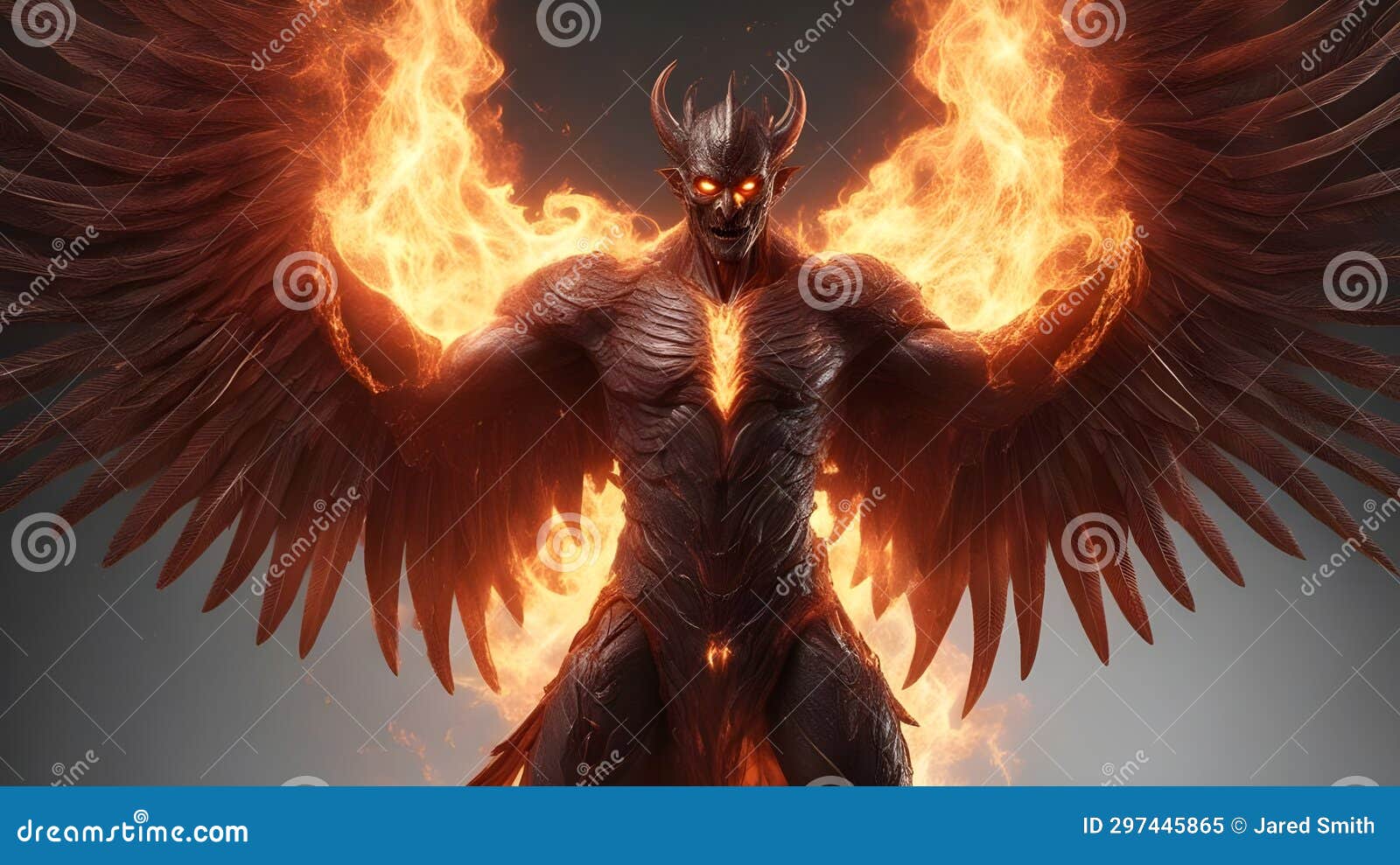 Fire in the Sky a Feathered Fire Demon with Sharp Talons and Glowing ...