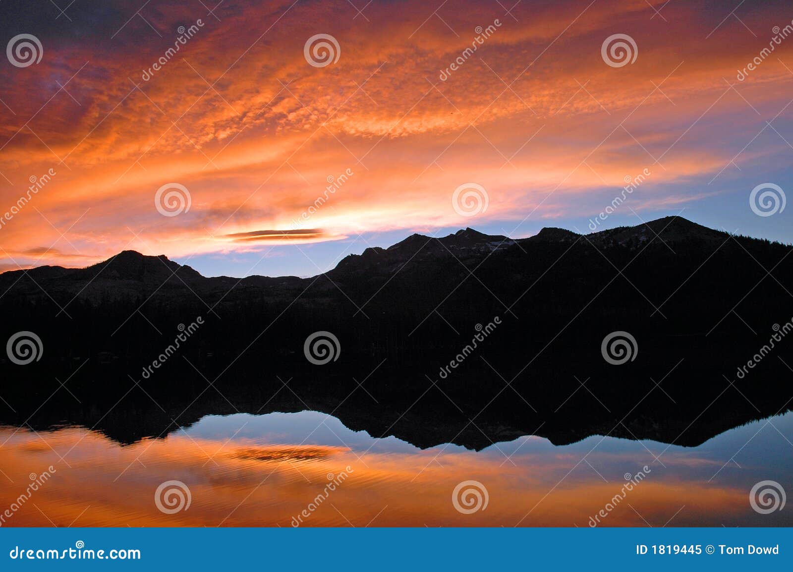 Fire in the Sky Lake Sunset Stock Image - Image of awesome, sunrise ...