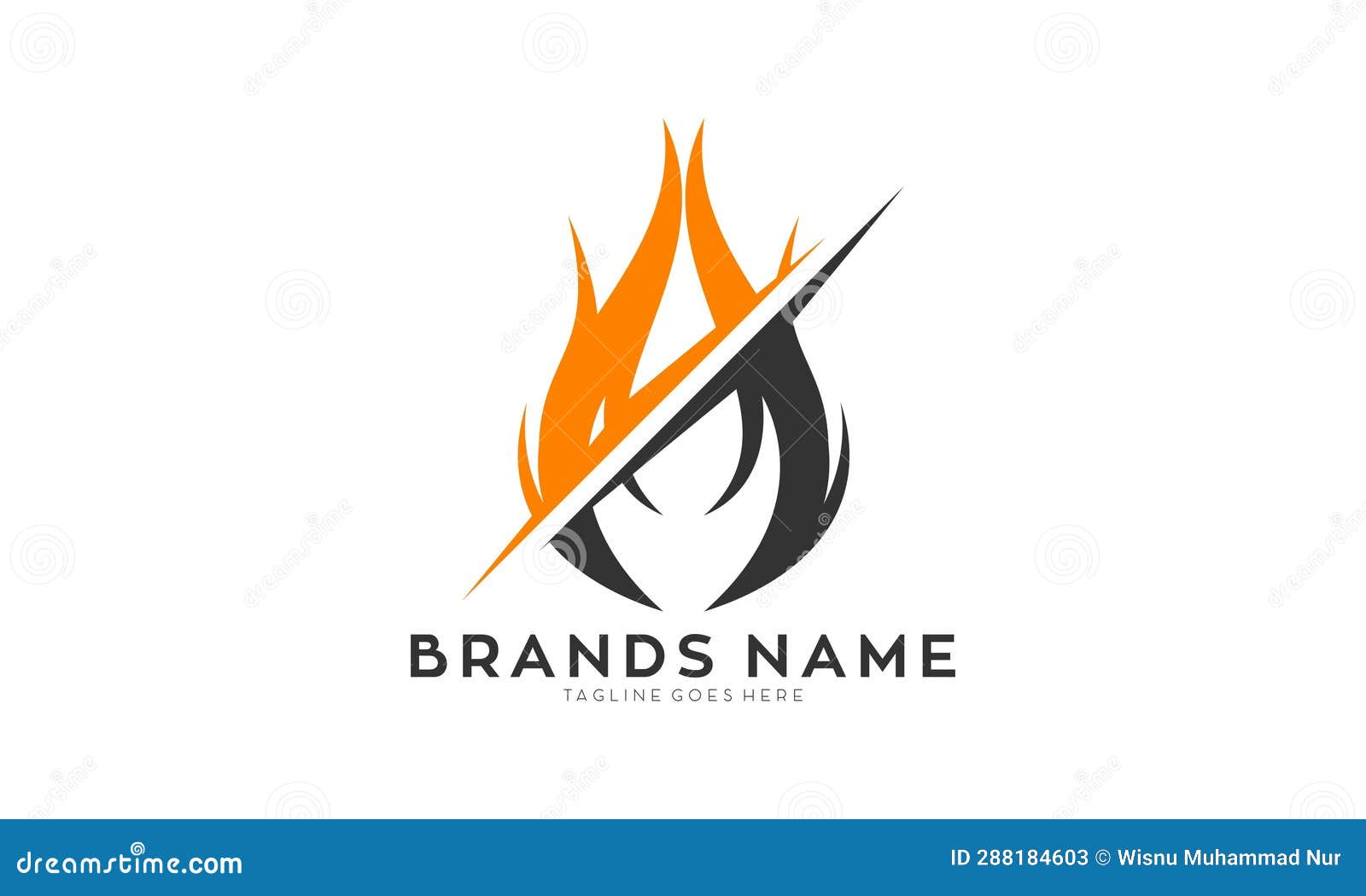 Fire with Slash Illustration Logo Design Vector Stock Vector ...