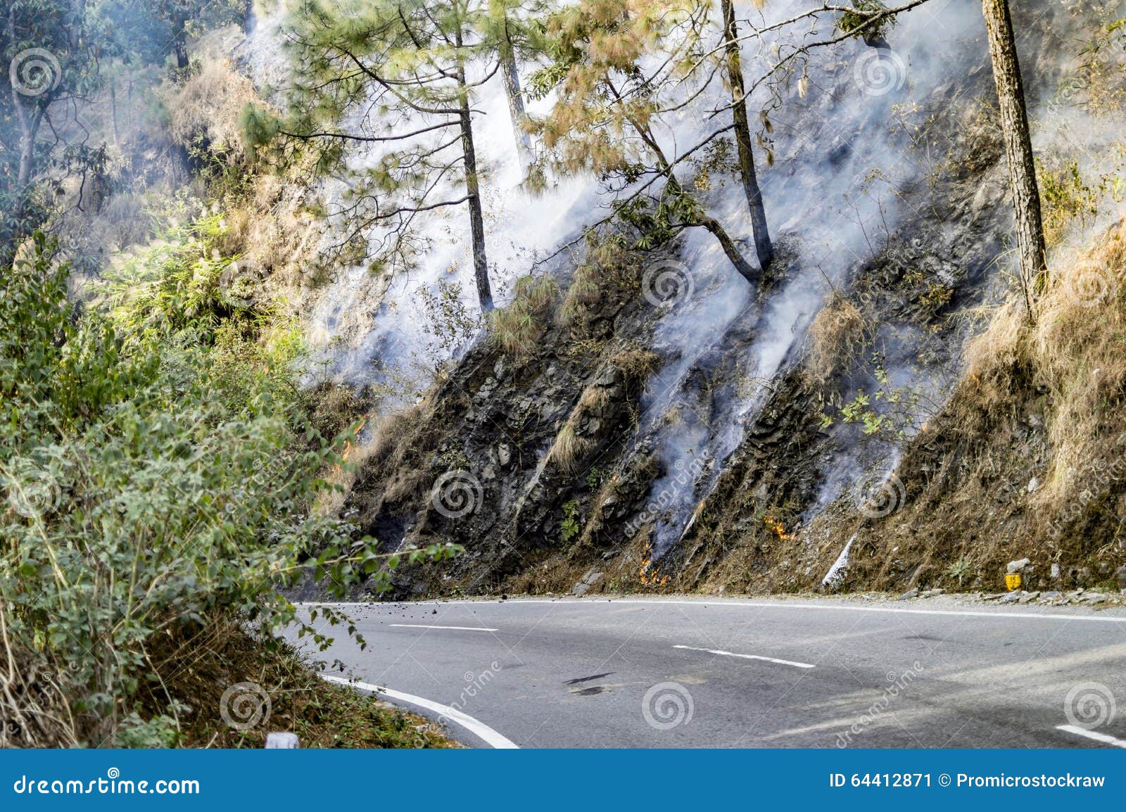Fire on slopes of hill stock image. Image of outdoor - 64412871