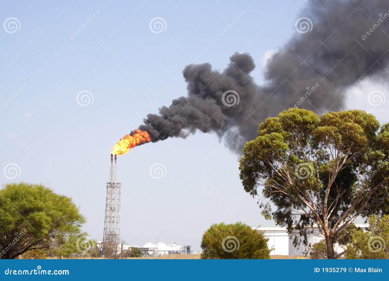Fire On A Stack Of Flare At Oil And Gas Central Processing Platform. A ...
