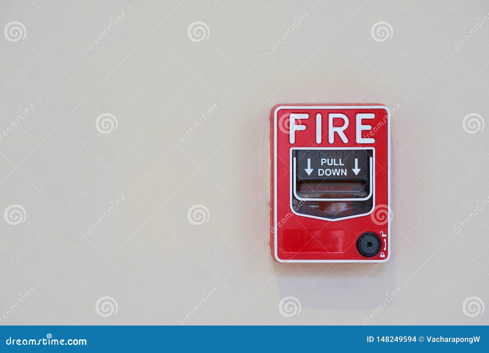 Fire or Smoke Alarm Switch on Wall Stock Photo - Image of pull, burn ...