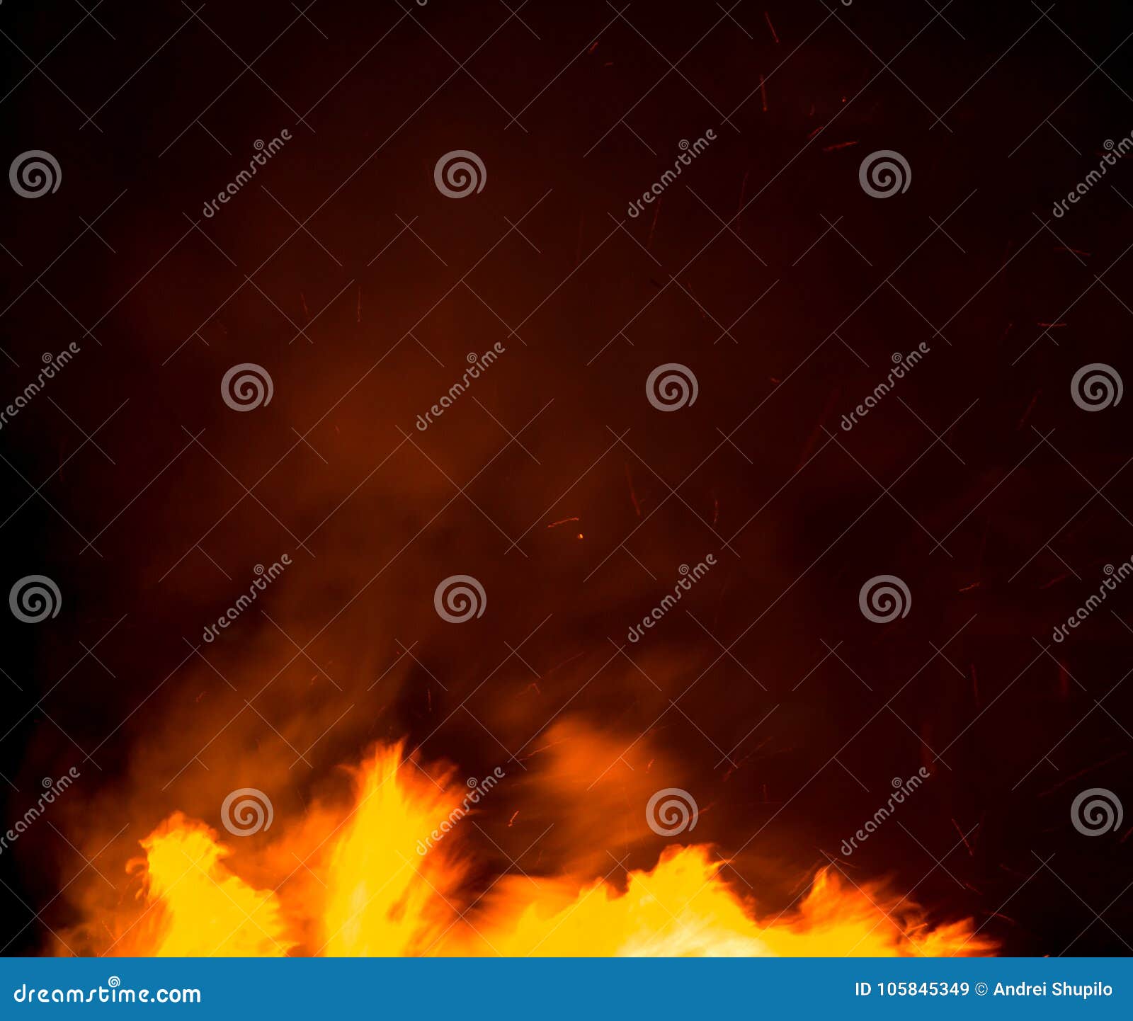 Fire with Smoke on a Black Background Stock Image - Image of backdrop ...