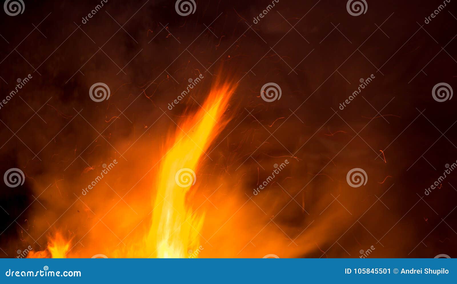 Fire with Smoke on a Black Background Stock Image - Image of pattern ...