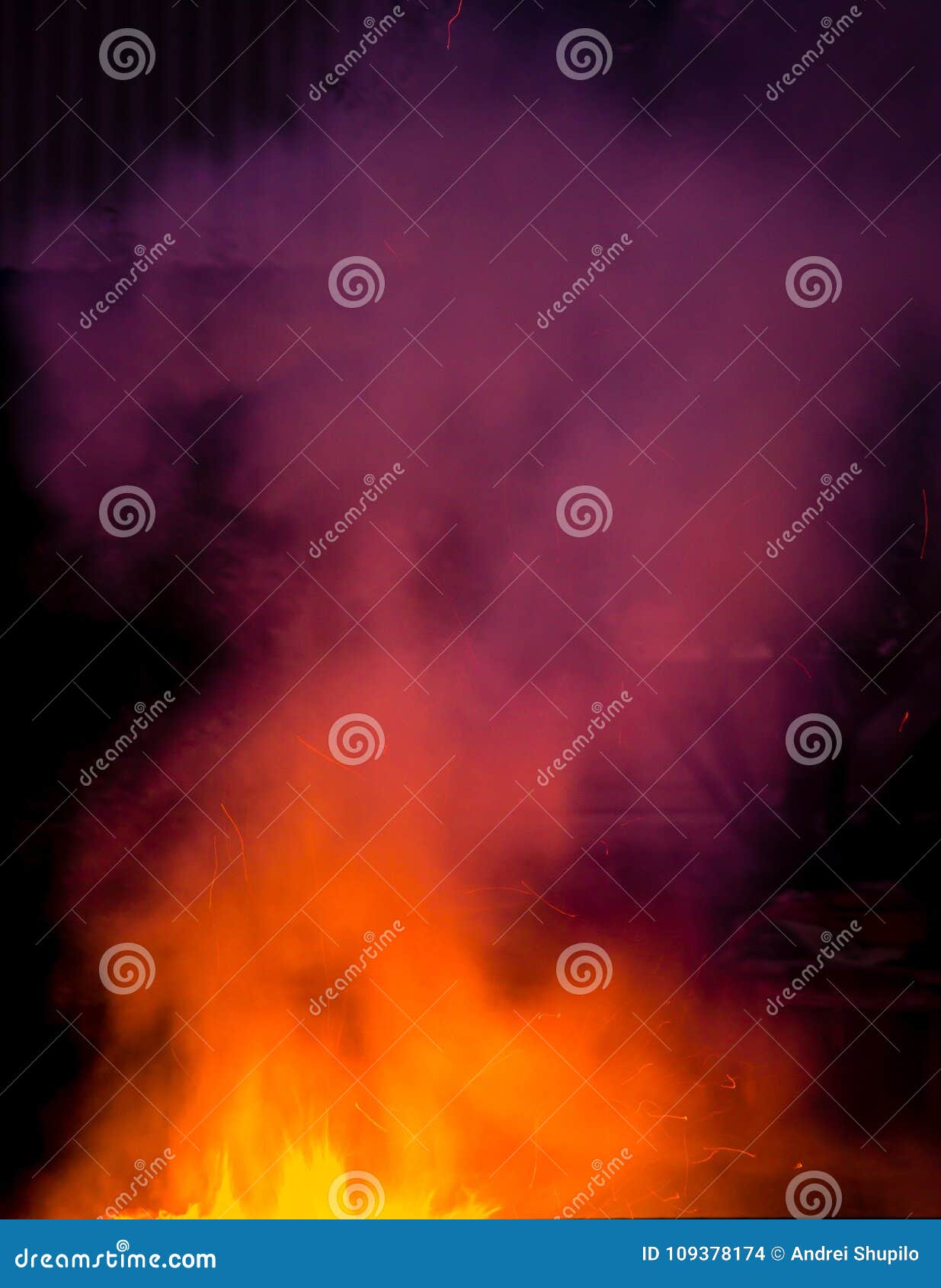 Fire with Smoke on a Black Background Stock Photo - Image of smoke ...