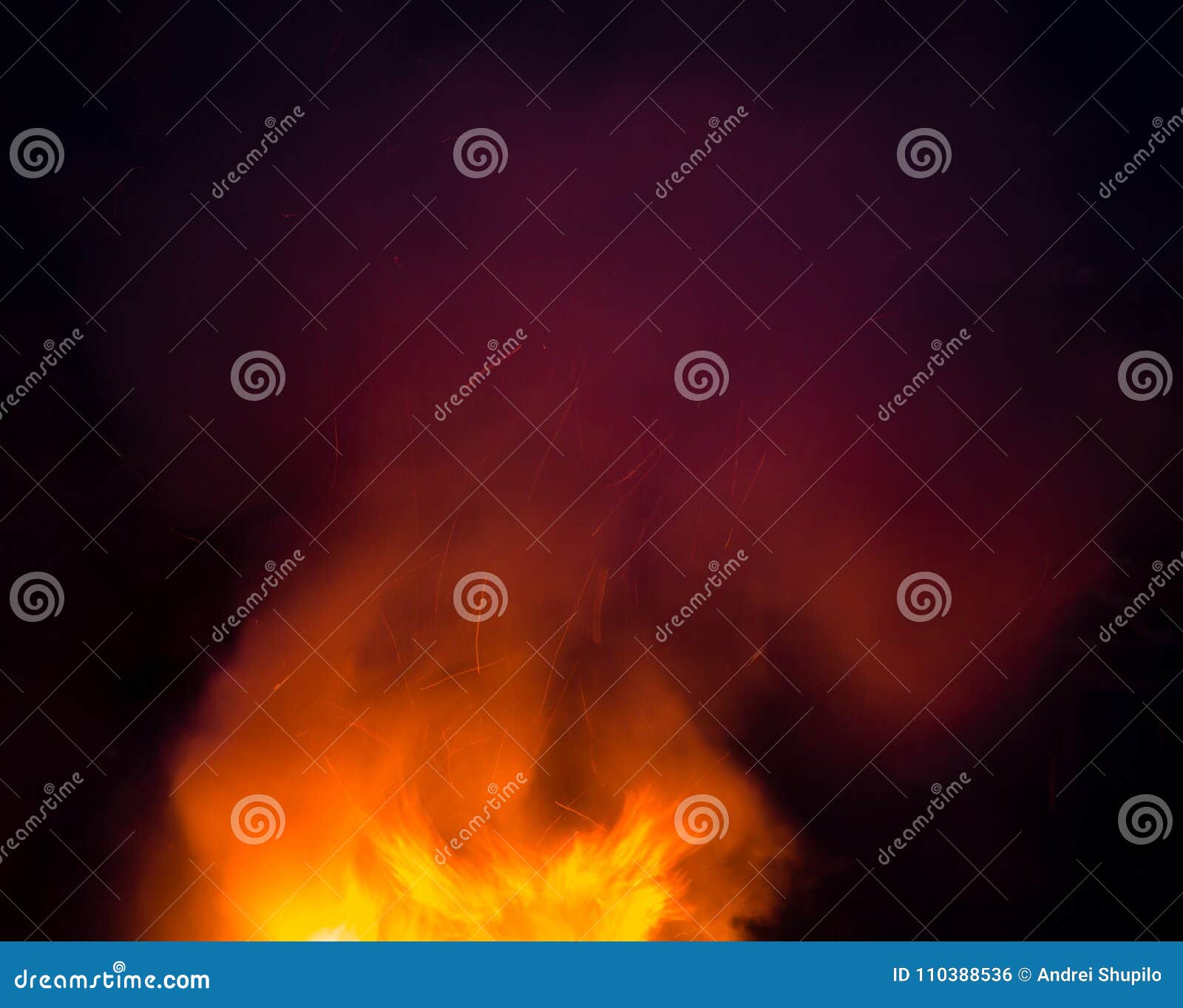 Fire with Smoke on a Black Background Stock Photo - Image of orange ...