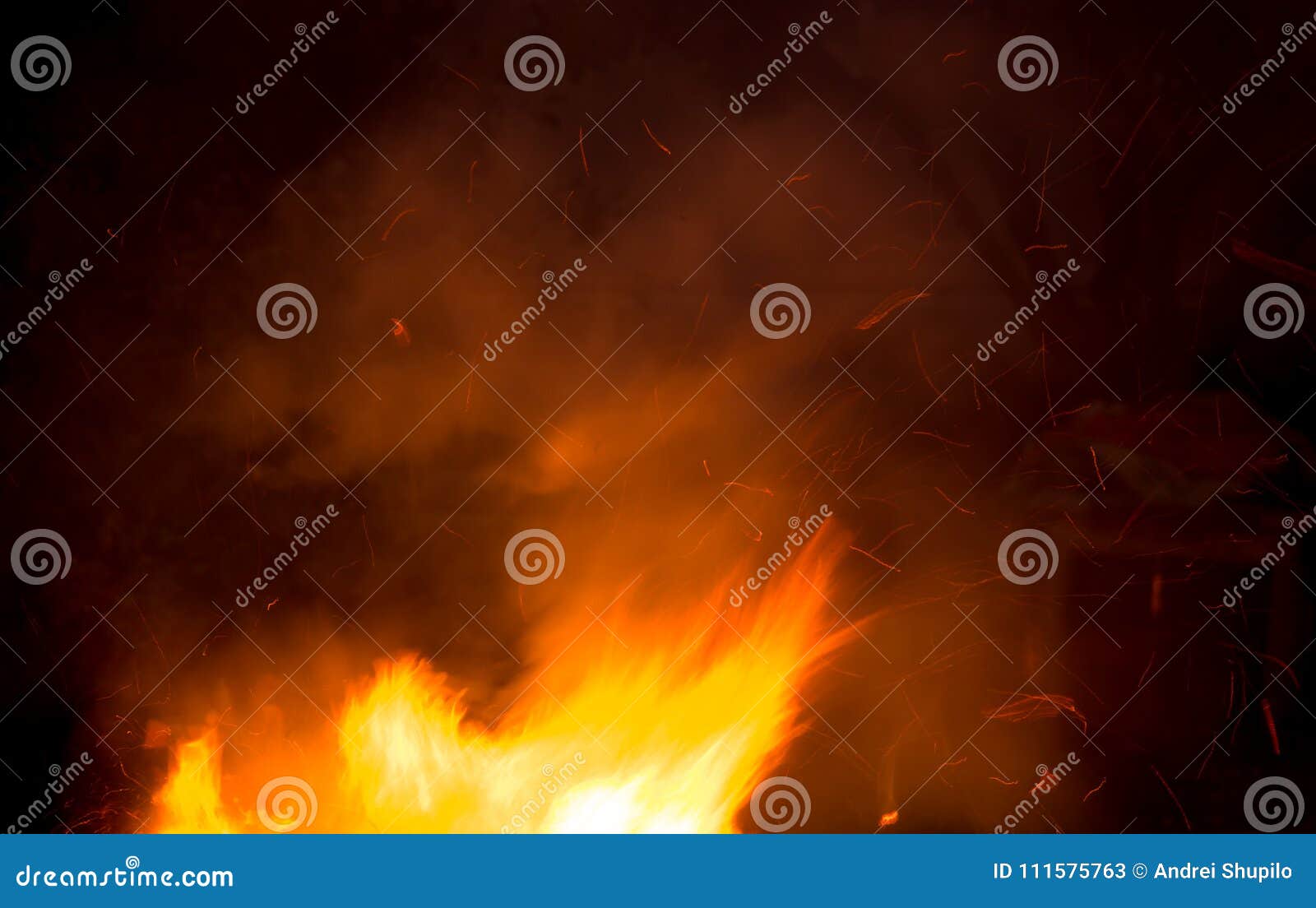 Fire with Smoke on a Black Background Stock Image - Image of texture ...