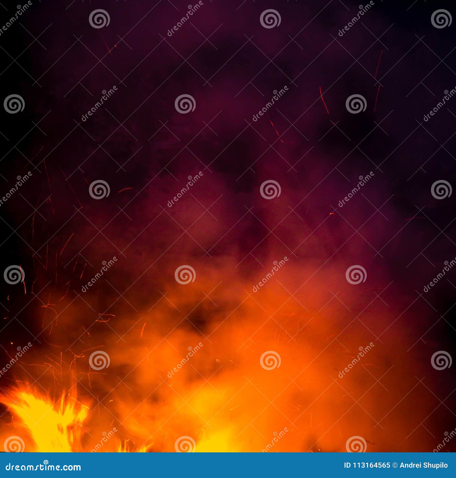 Fire with Smoke on a Black Background Stock Image - Image of magic ...