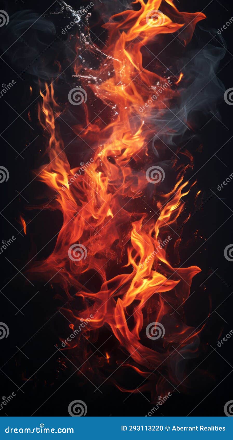 Fire and Smoke on a Black Background Stock Illustration - Illustration ...