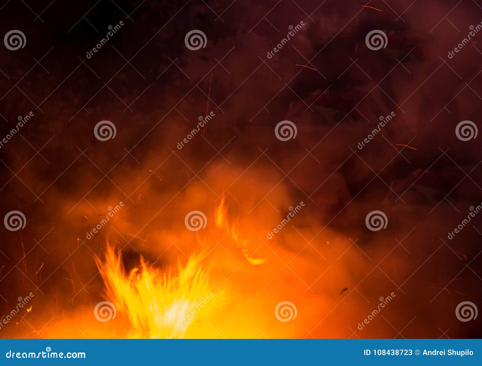 Fire with Smoke on a Black Background Stock Image - Image of motion ...