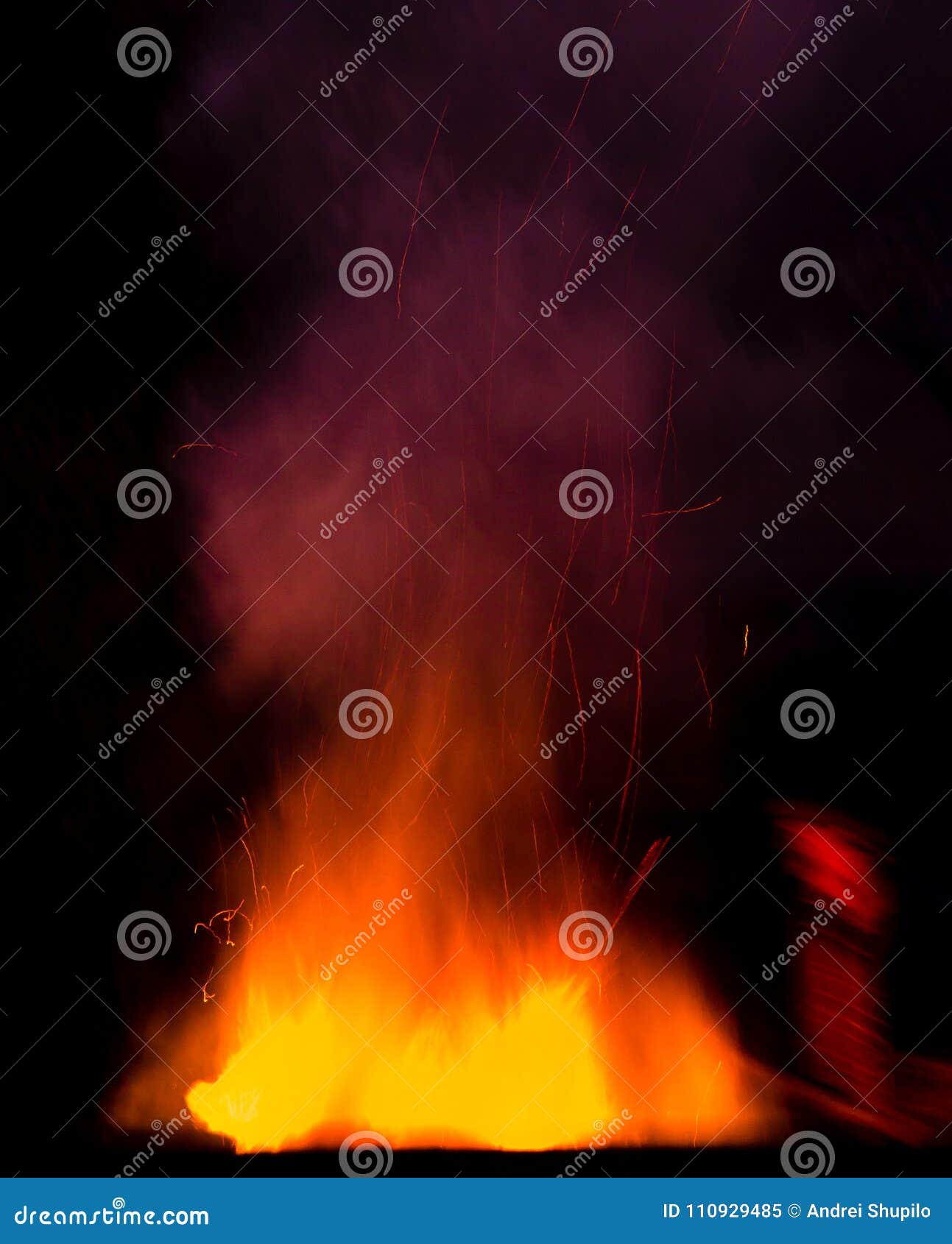 Fire with Smoke on a Black Background Stock Image - Image of fire ...