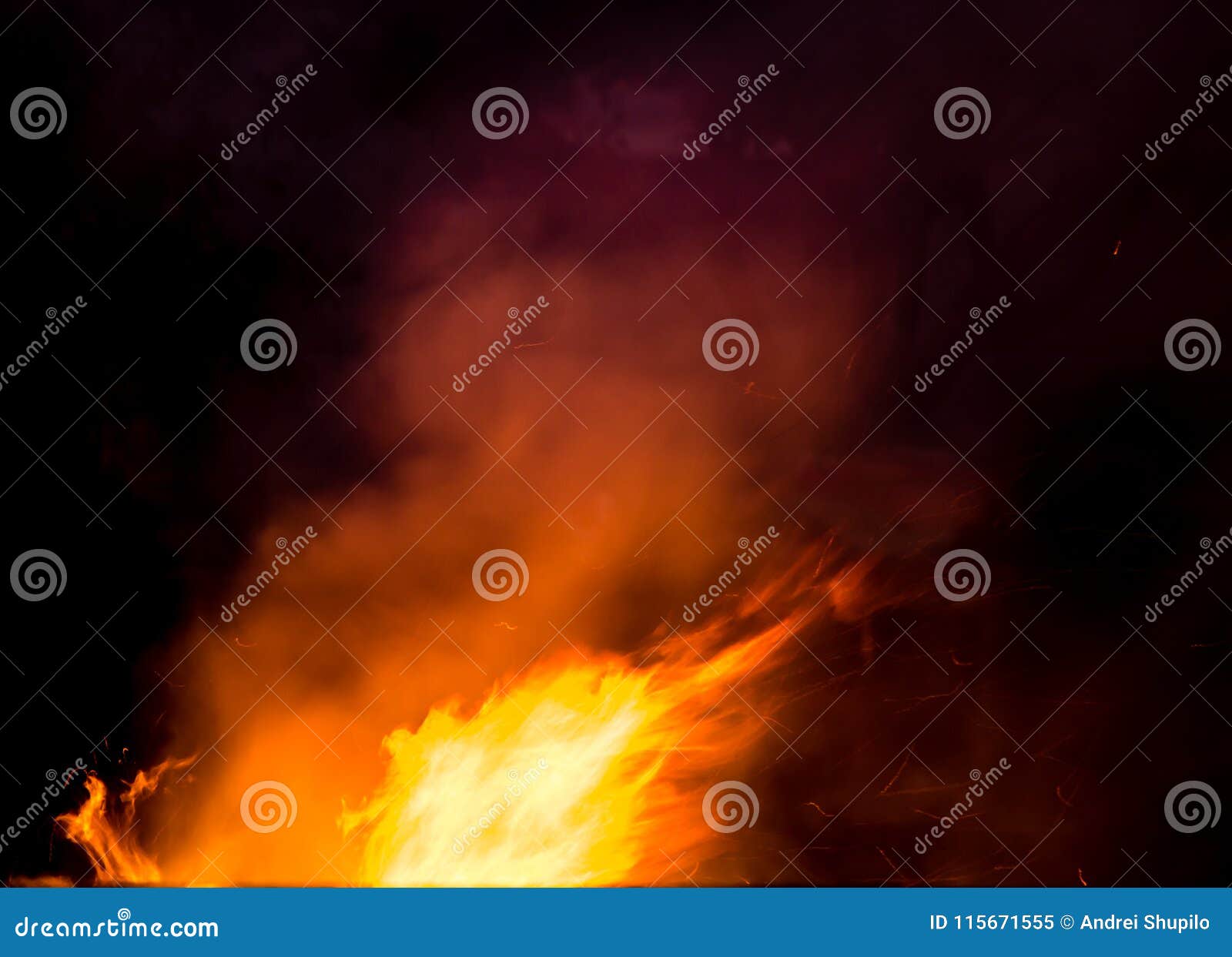 Fire with Smoke on a Black Background Stock Image - Image of flames ...