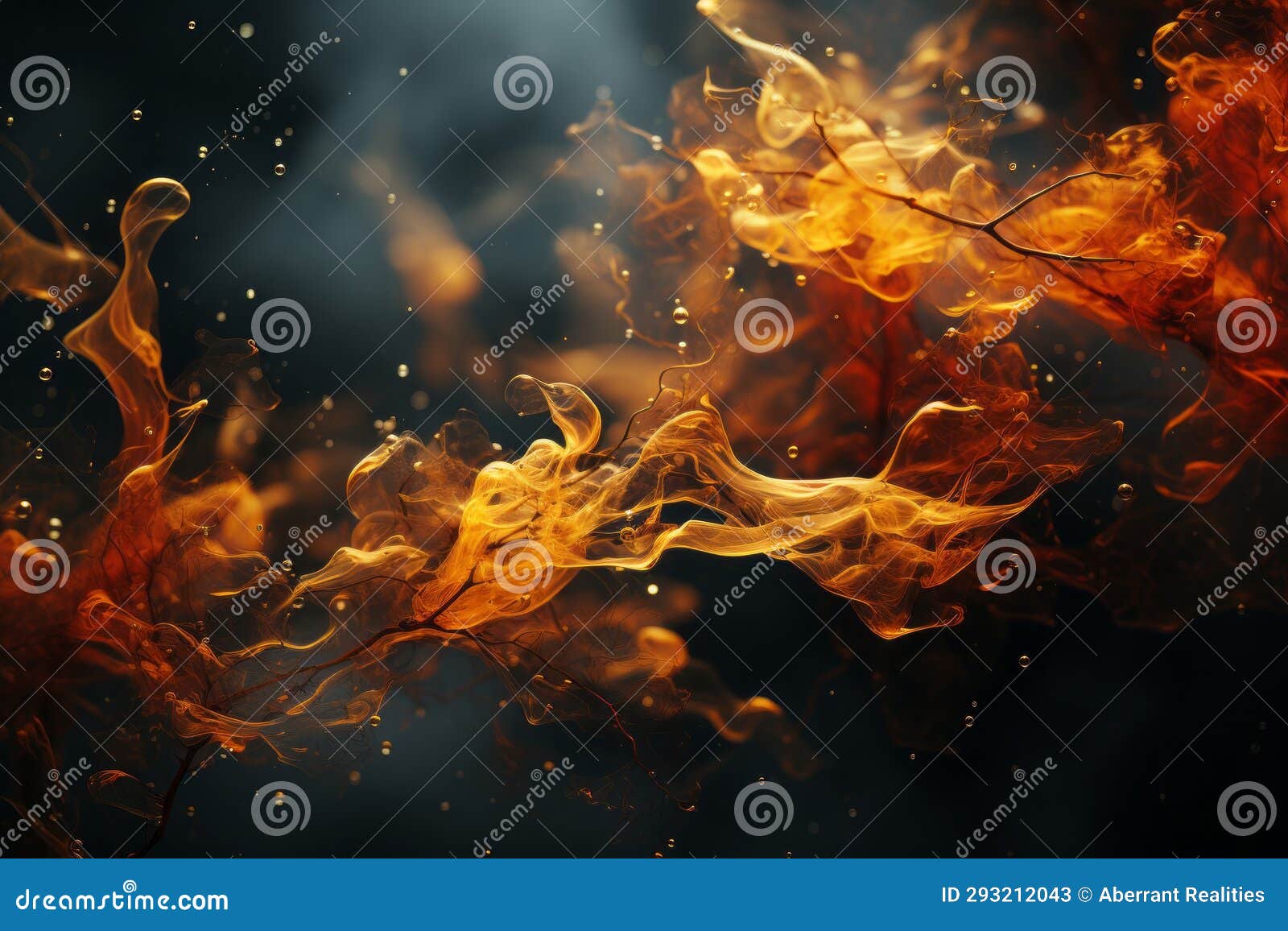 Fire and Smoke on a Black Background Stock Illustration - Illustration ...