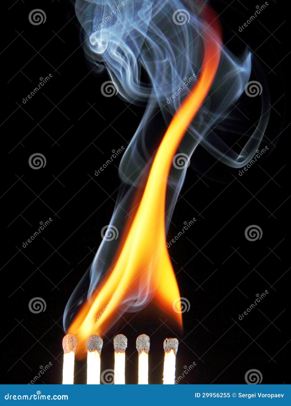 Match with fire and smoke. stock image. Image of isolated - 29956255