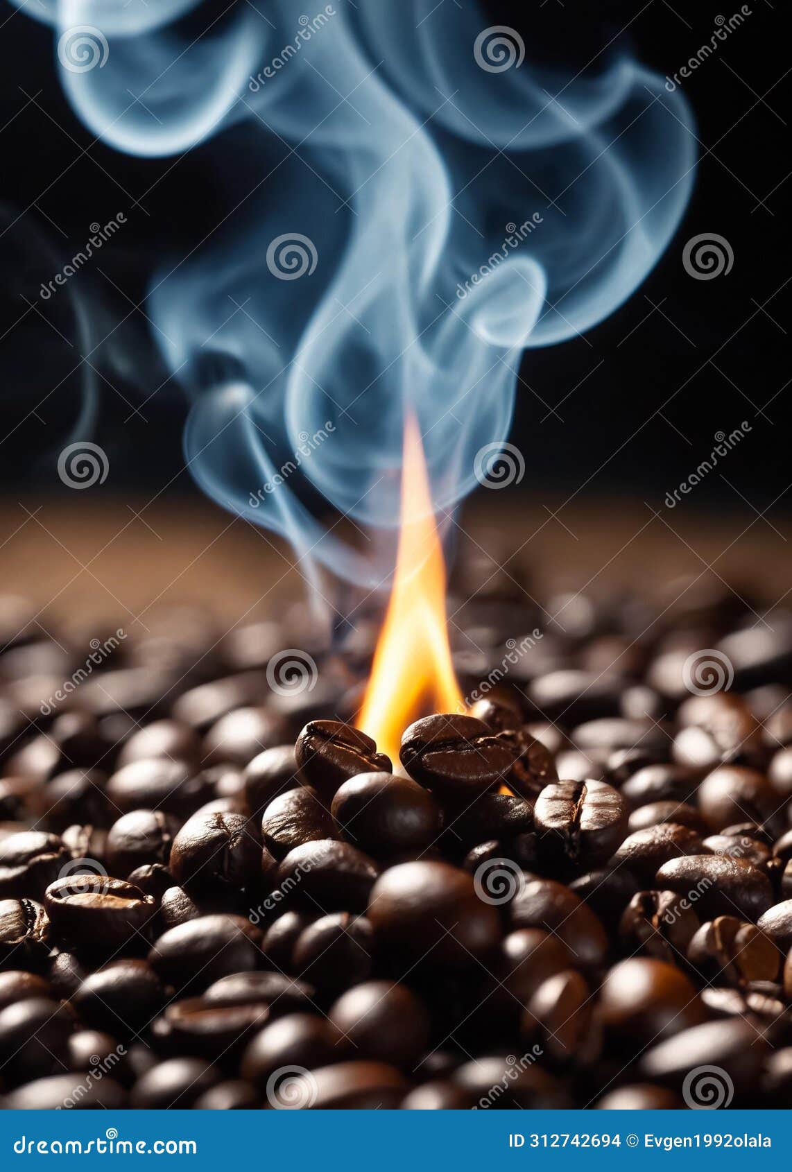 Fire and Smoke Coming from Coffee Seeds. Generative AI Stock ...