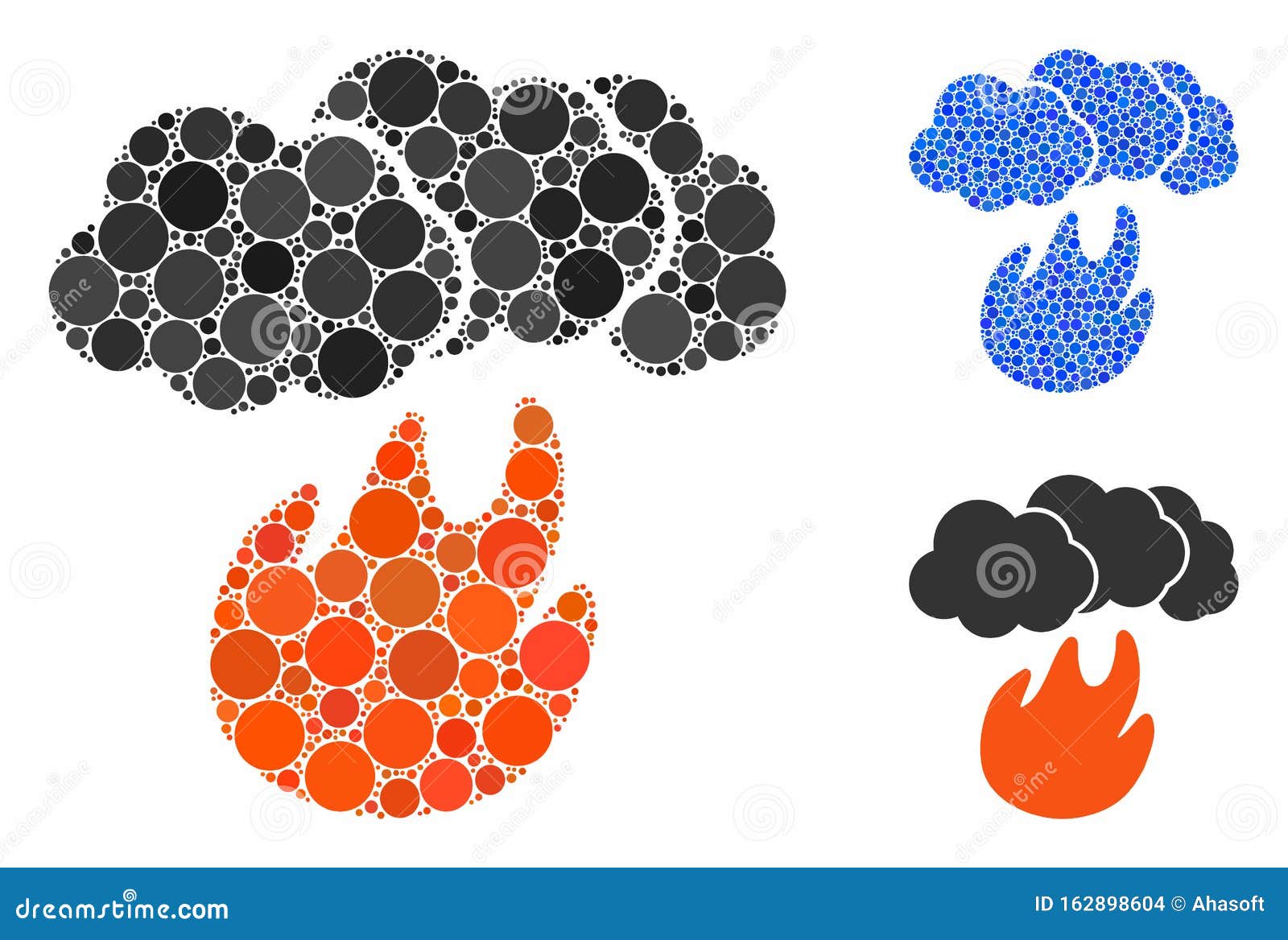 Fire with Smoke Composition Icon of Circles Stock Illustration ...
