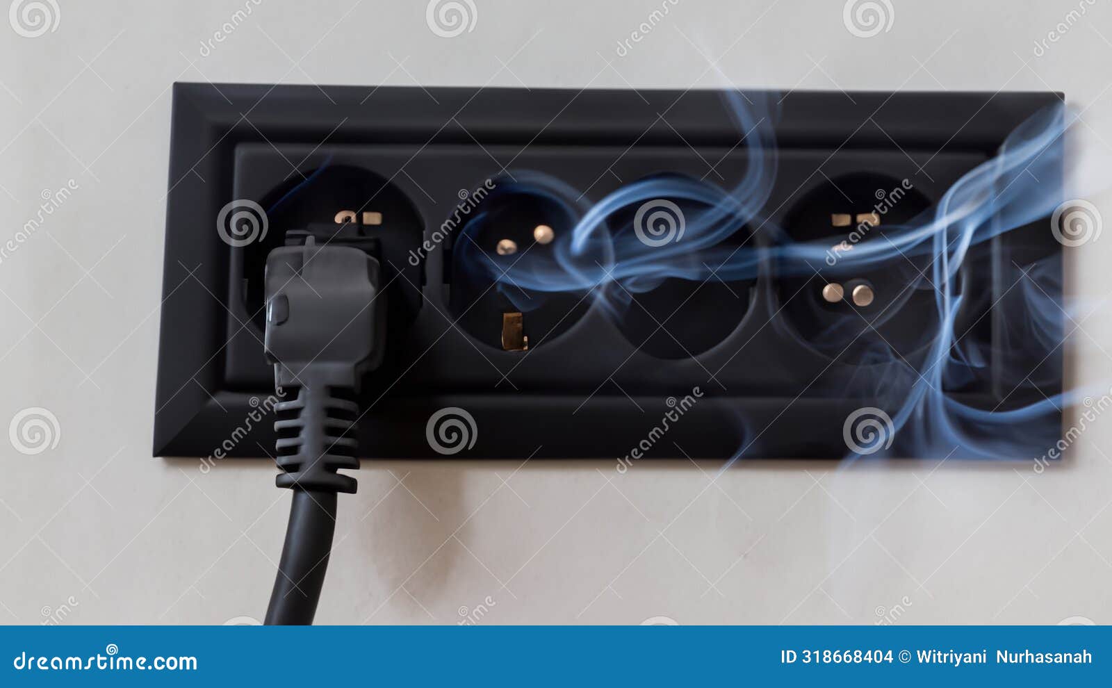 Fire and Smoke on Electric Wire Plug in Indoor. Generative AI Stock ...