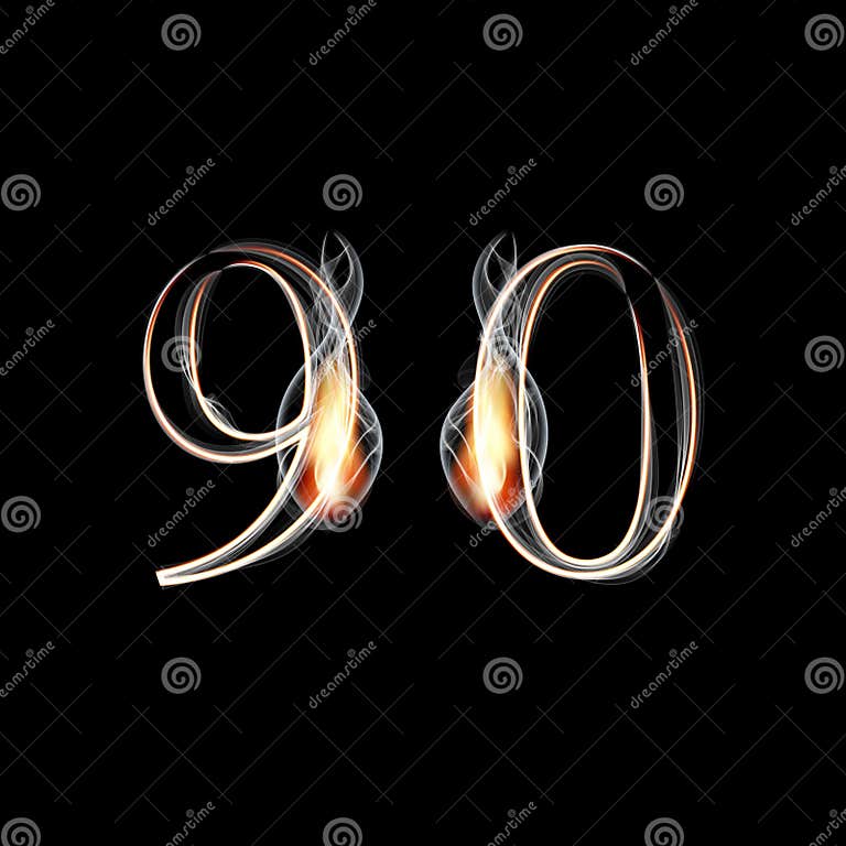 Fire and Smoke Font. Numbers 9 0 Stock Vector - Illustration of design ...