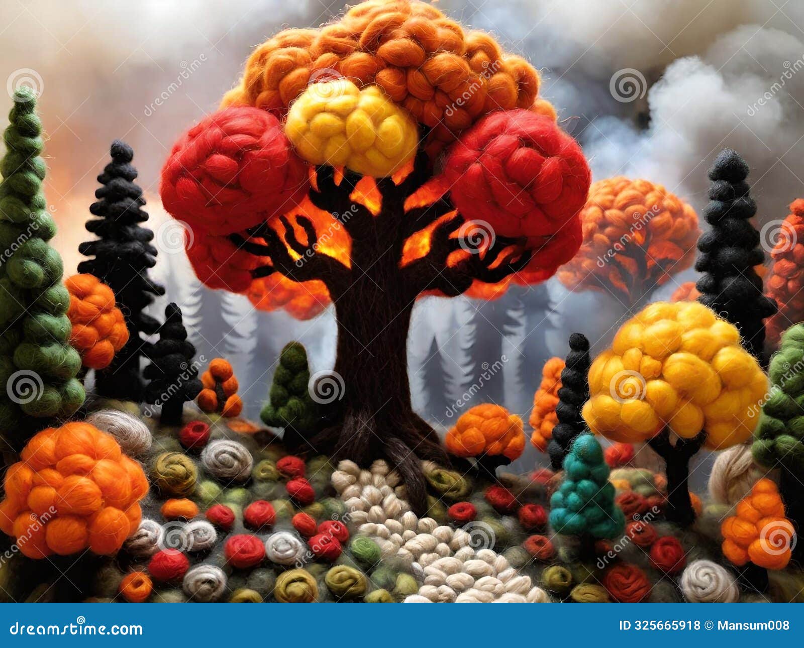 Fire and Smoke in the Forest. Burning Flame in the Forest Stock ...