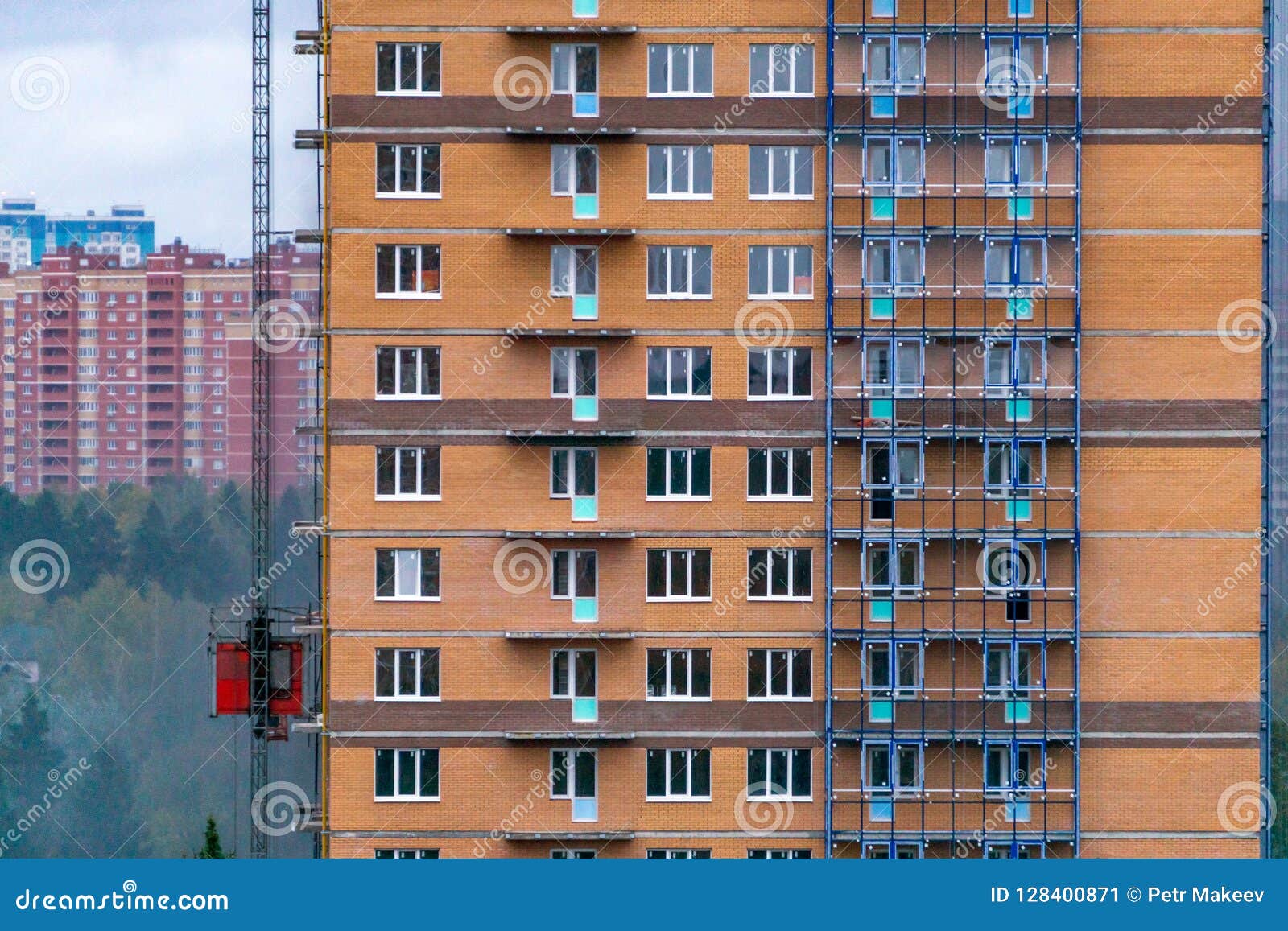 Facade Work on the Construction Site Stock Image - Image of delivery ...