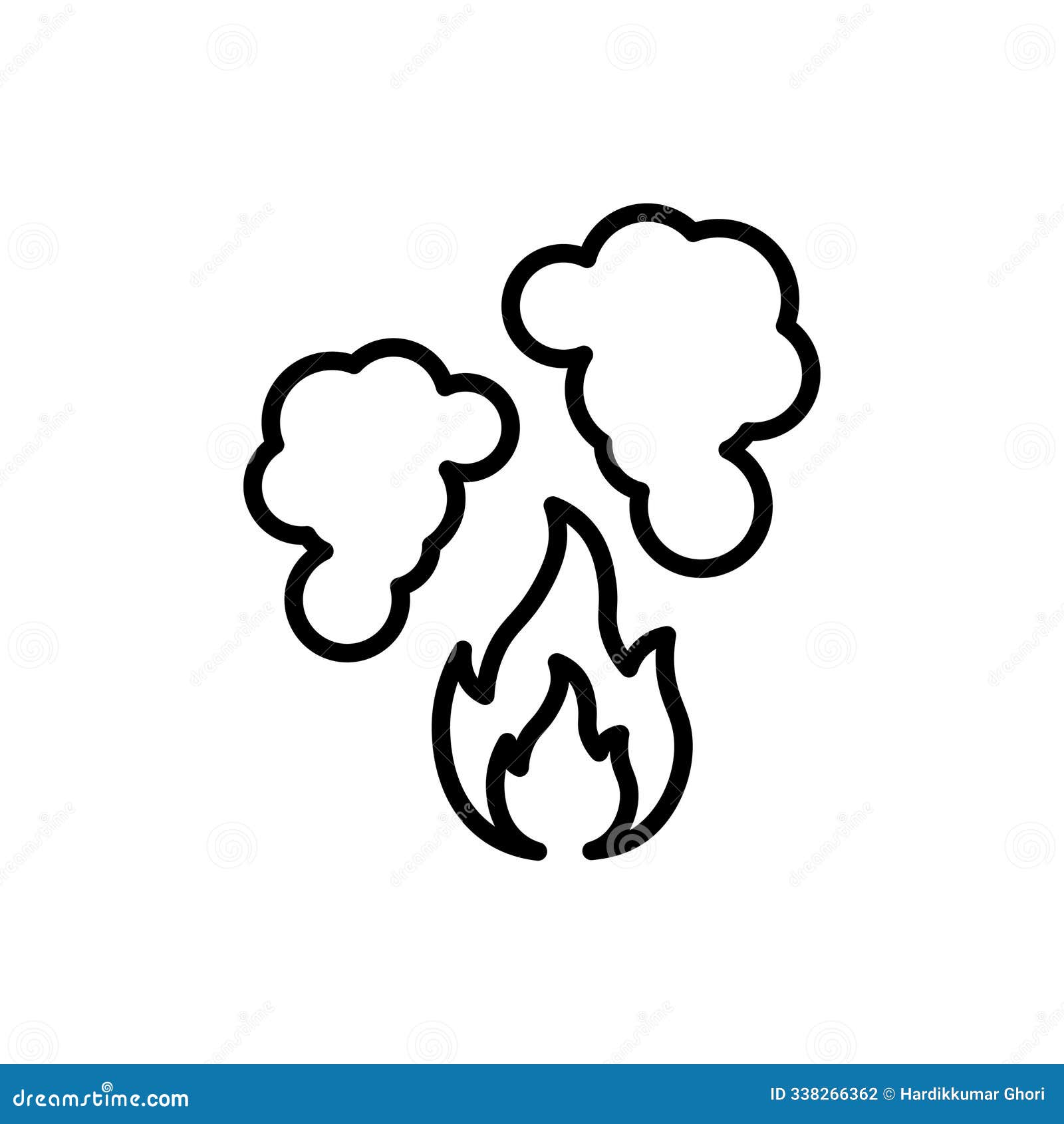 Fire Smoke Icon Isolated on White Background Stock Vector ...