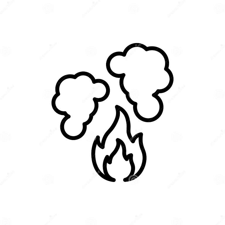 Fire Smoke Icon Isolated on White Background Stock Vector ...