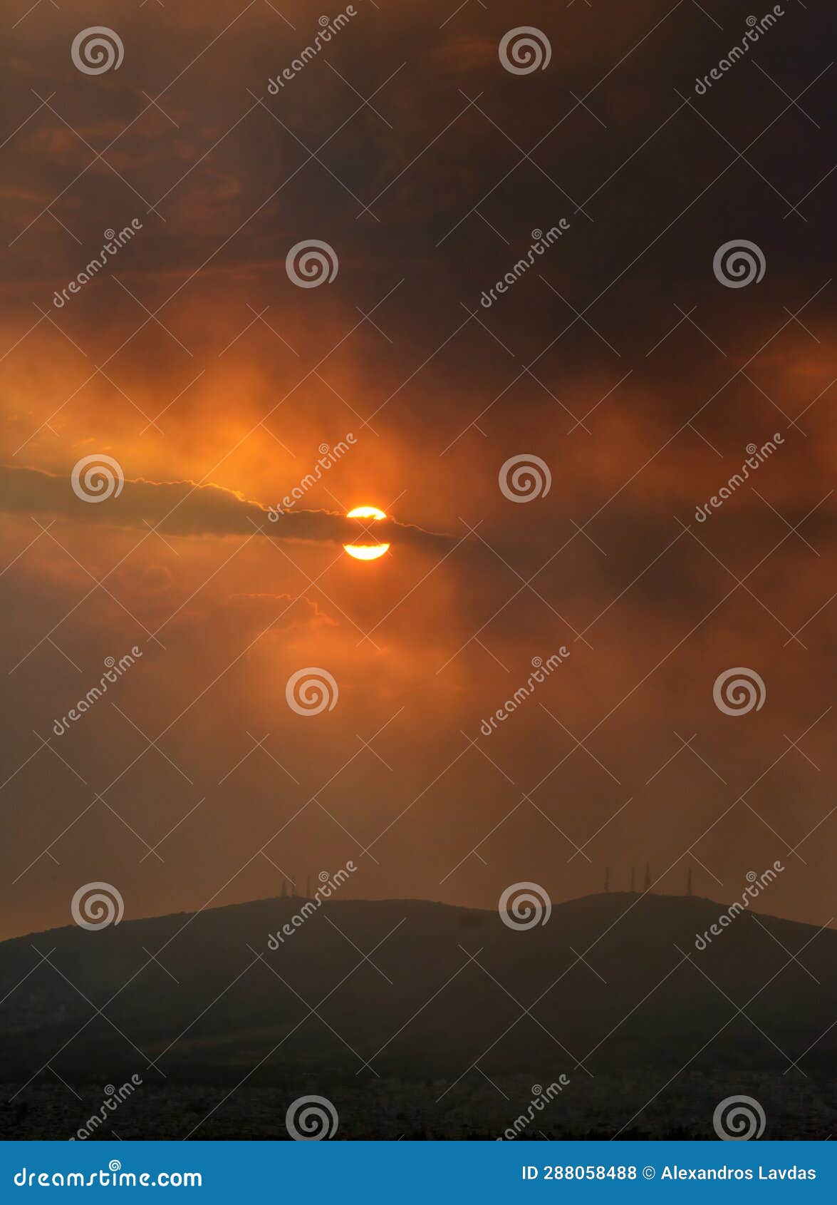 Fire Smoke Over Athens in the Sunset Stock Photo - Image of darkness ...