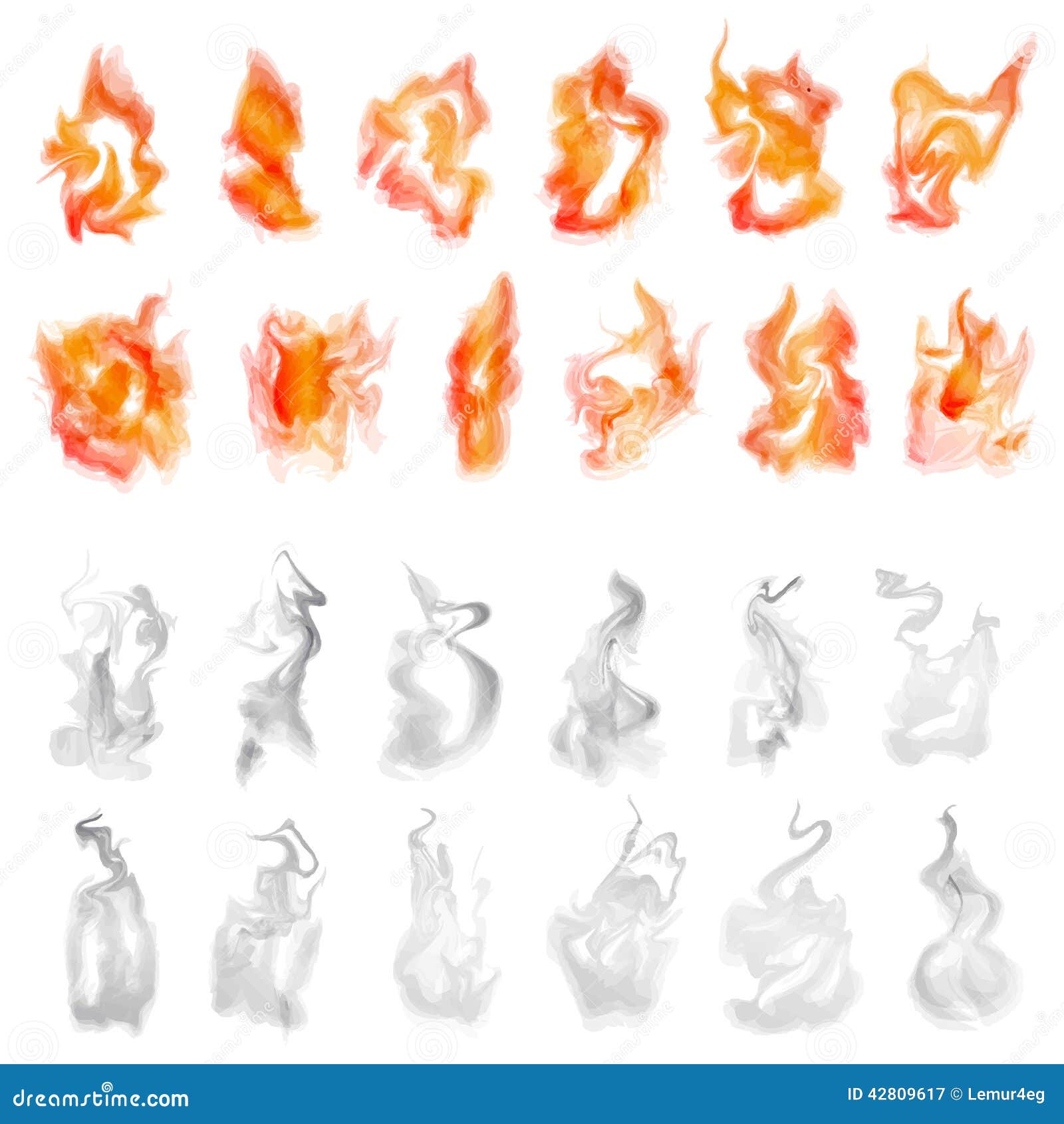 Fire and smoke set stock vector. Illustration of graphic - 42809617