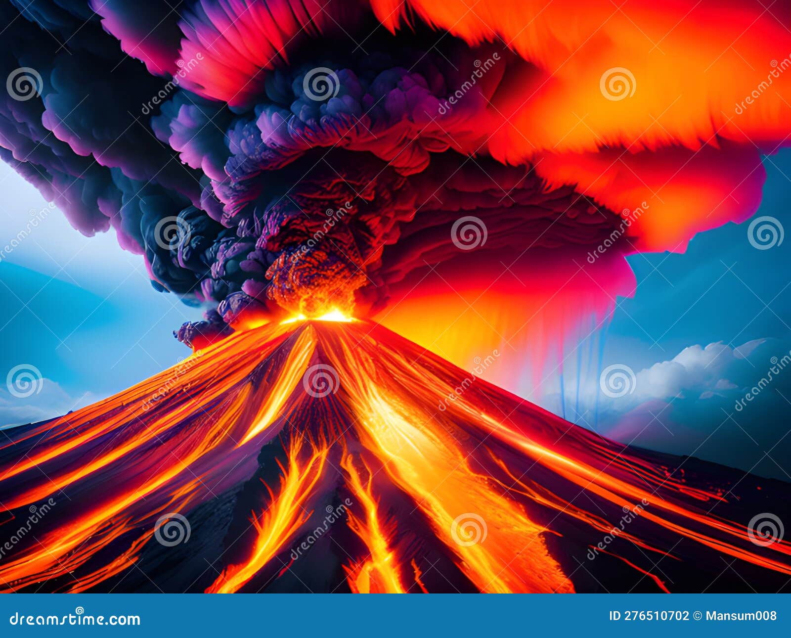 Fire and Smoke from the Top of the Volcano, Ai Generated Stock ...