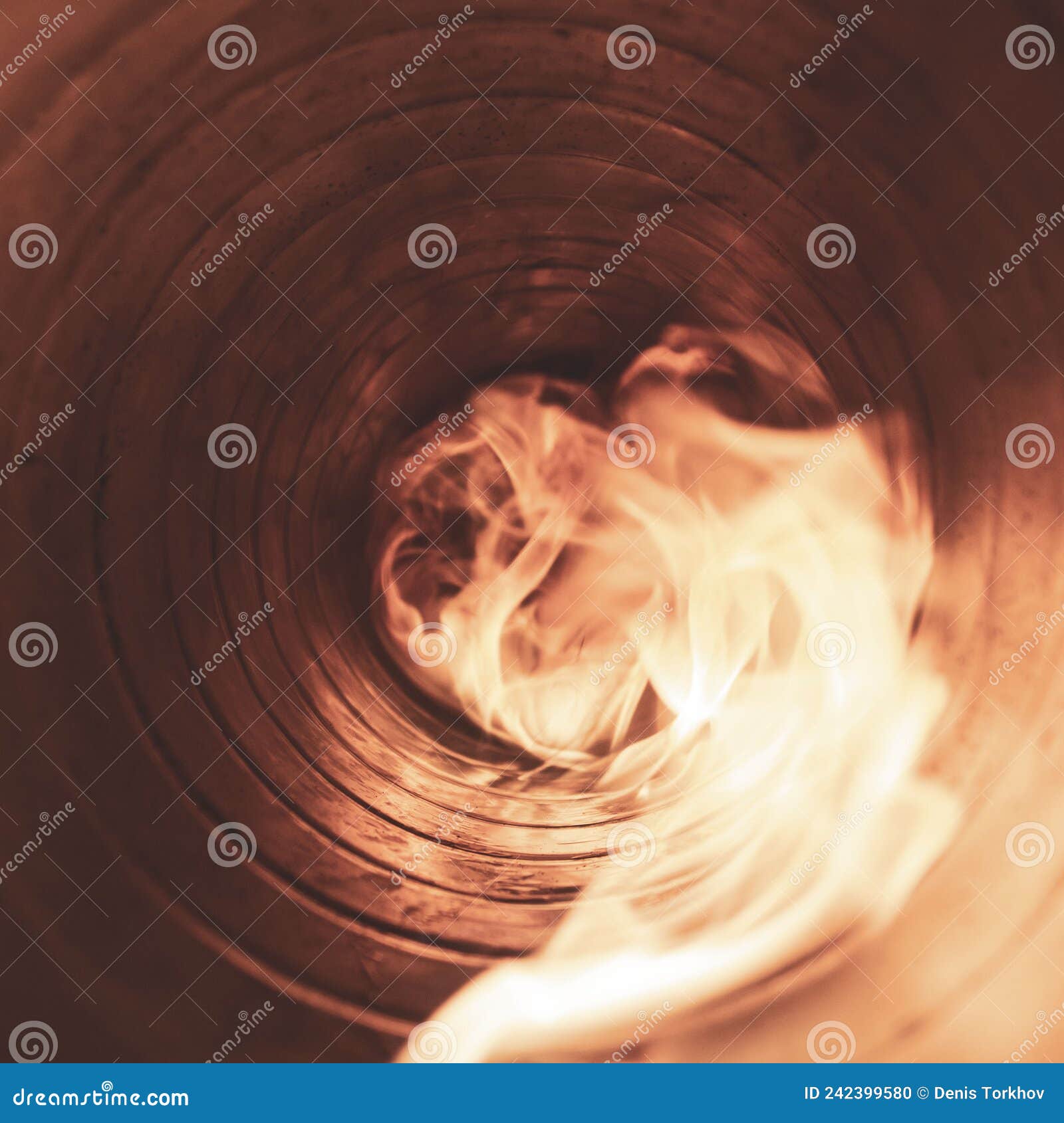 Fire and Smoke in the Ventilation System Close-up, Front and Background ...