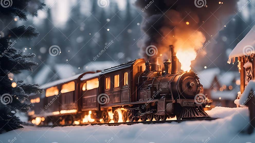 Fire in the Snow a Burning Magical Train Exploding, on Fire, on a Cozy ...