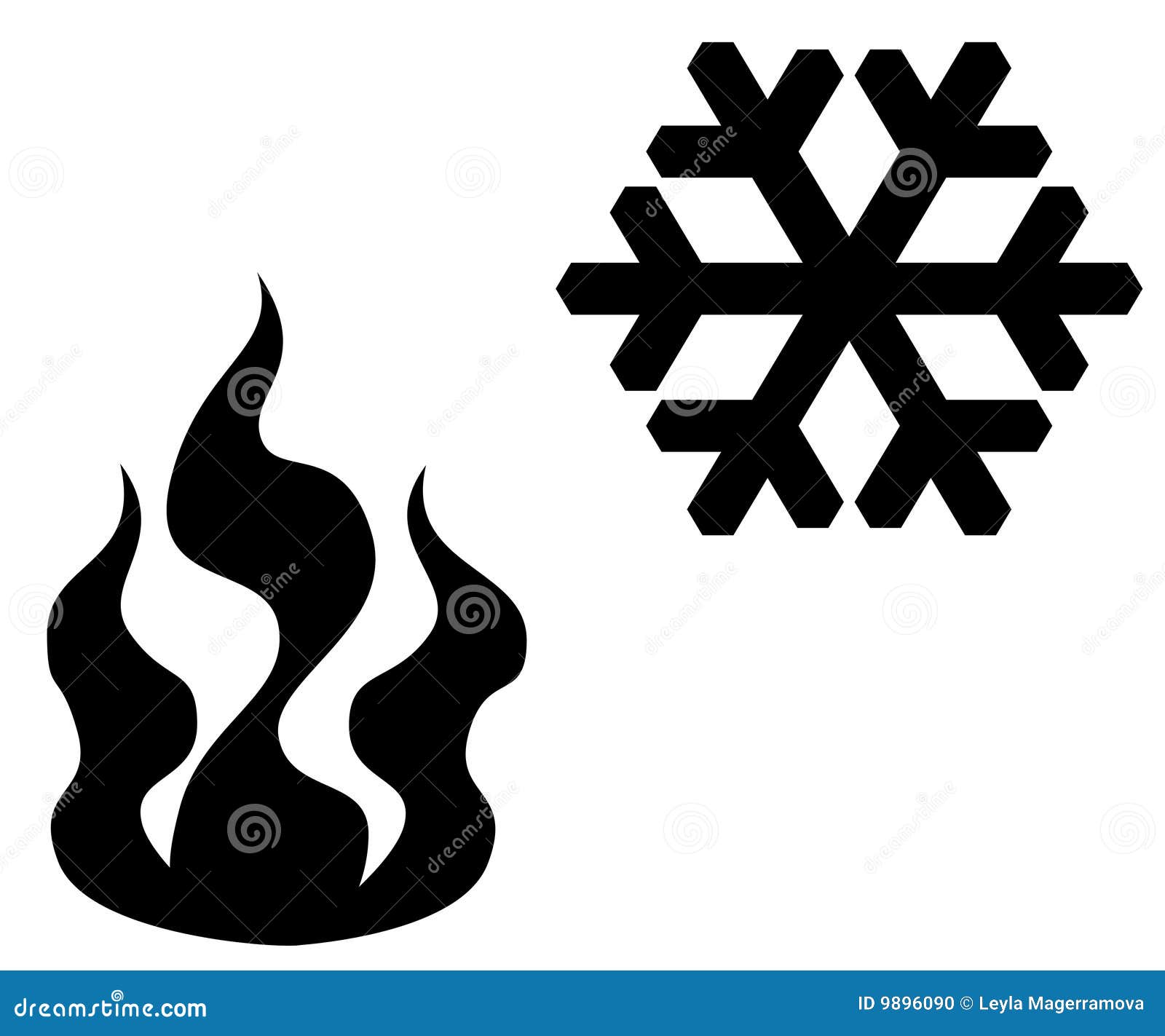 Fire and snowflake . stock illustration. Illustration of nature - 9896090