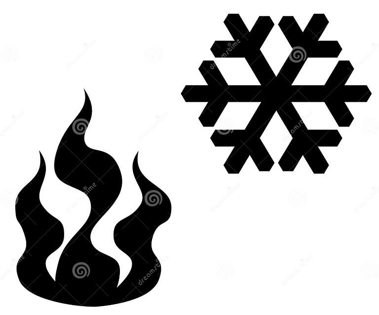 Fire and snowflake . stock illustration. Illustration of nature - 9896090