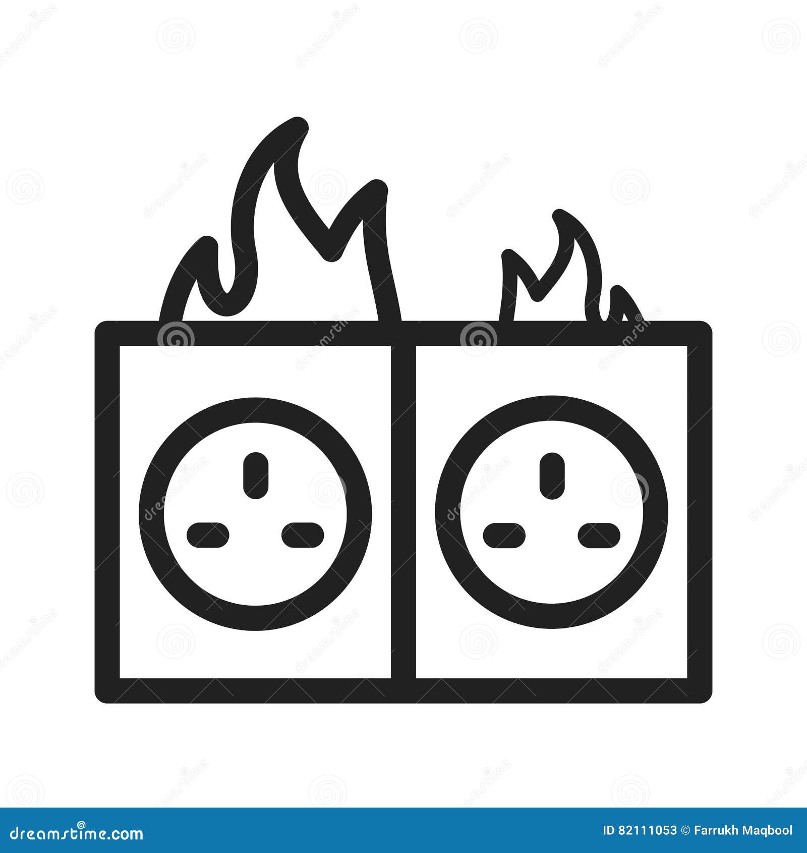 Fire in Socket stock vector. Illustration of danger, vector - 82111053