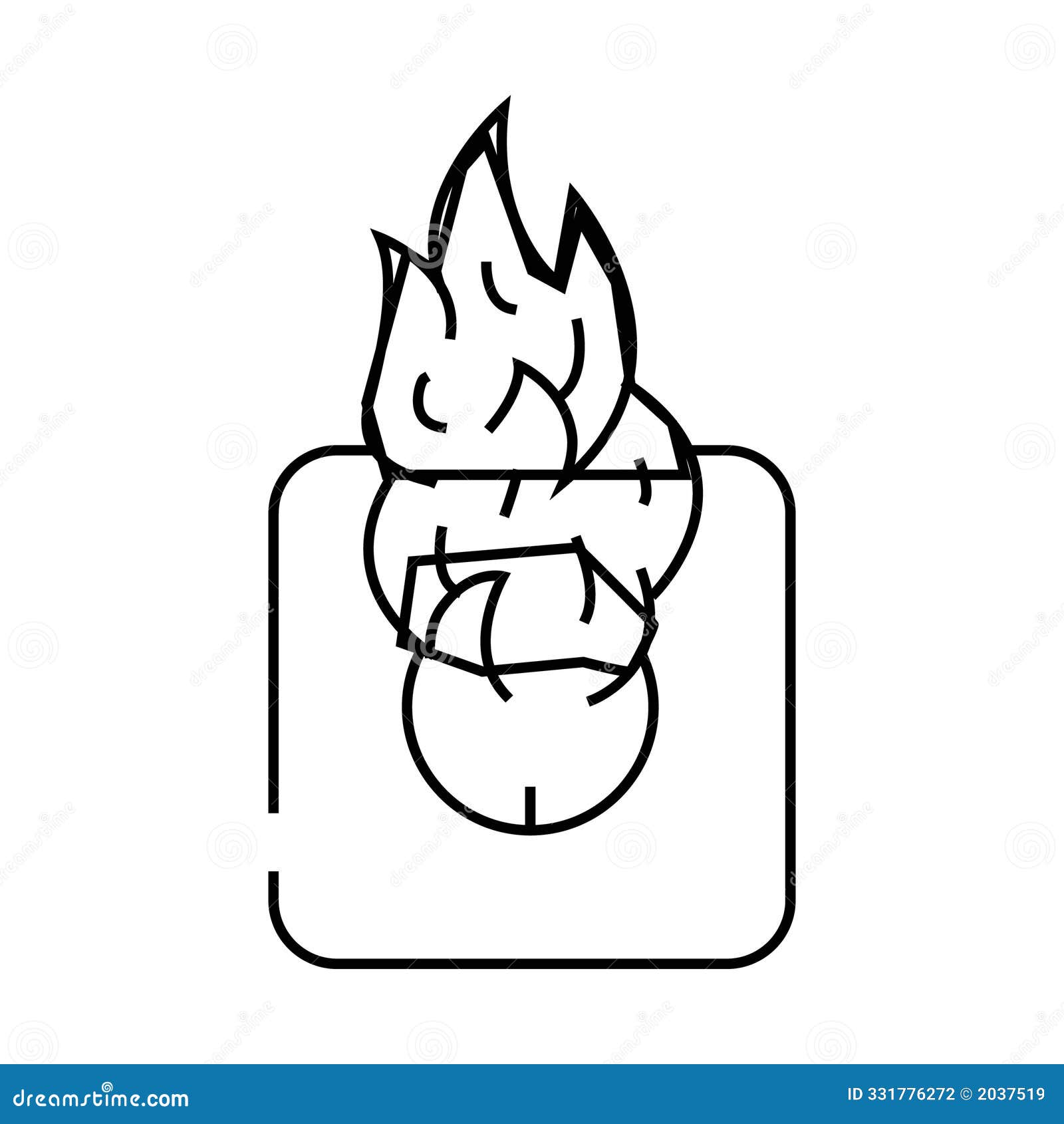 On Fire Socket Line Icon Vector Illustration Stock Illustration ...