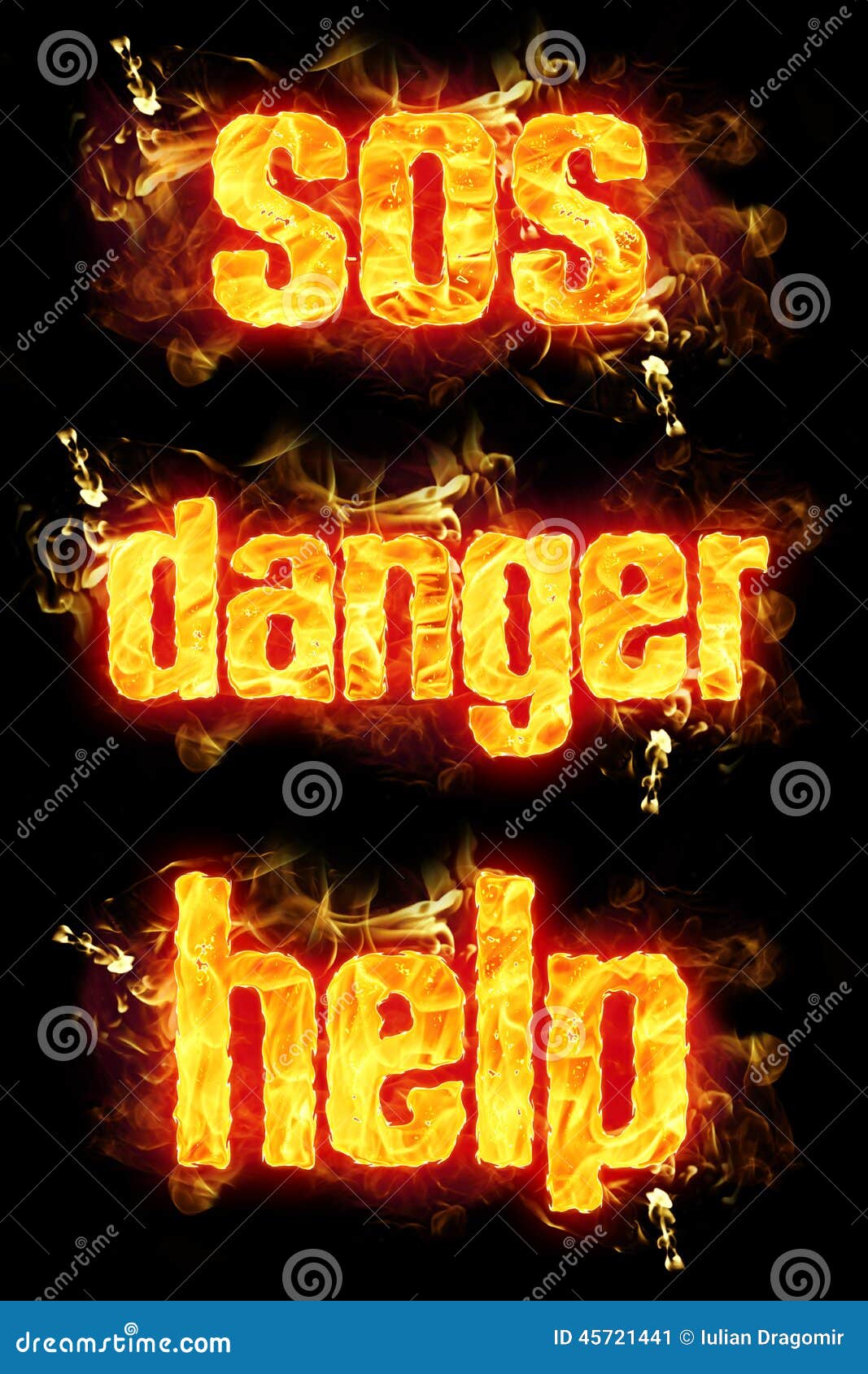 Fire Text SOS Danger Help stock illustration. Illustration of words ...