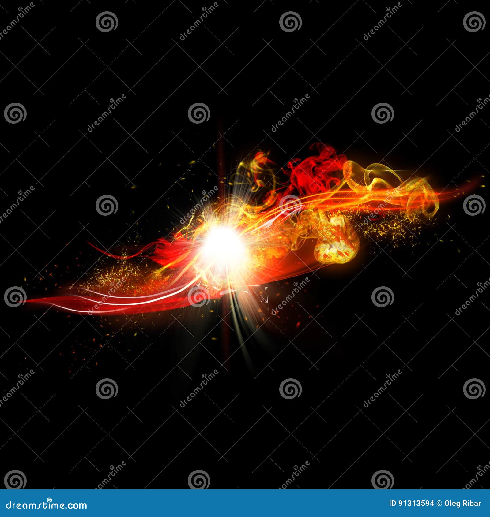 Fire Spark and Flames with Realistic Bright Flash and Glowing Flow of ...