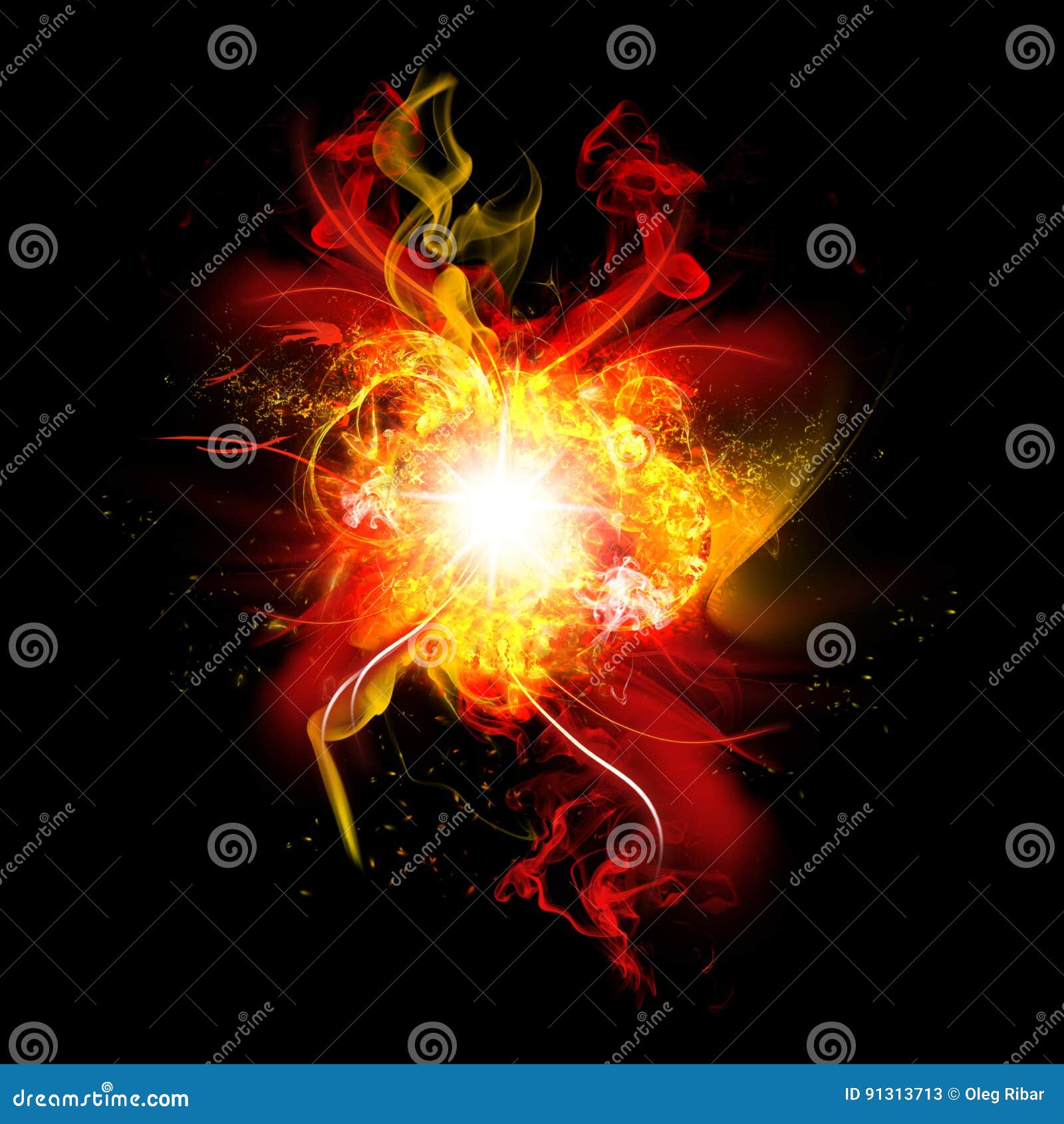 Fire Spark and Flames with Realistic Bright Flash and Glowing Flow of ...